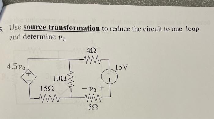 Solved use source transformation to reduce circuit to one | Chegg.com