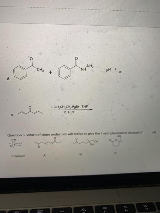 Solved NH2 NH pH = 4 1. CH CH.CH,MgBr, THF 2. HO Question 3. | Chegg.com