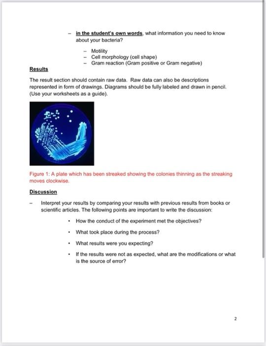 Solved Lab Report #1 Title: Bacteria: Isolation, | Chegg.com