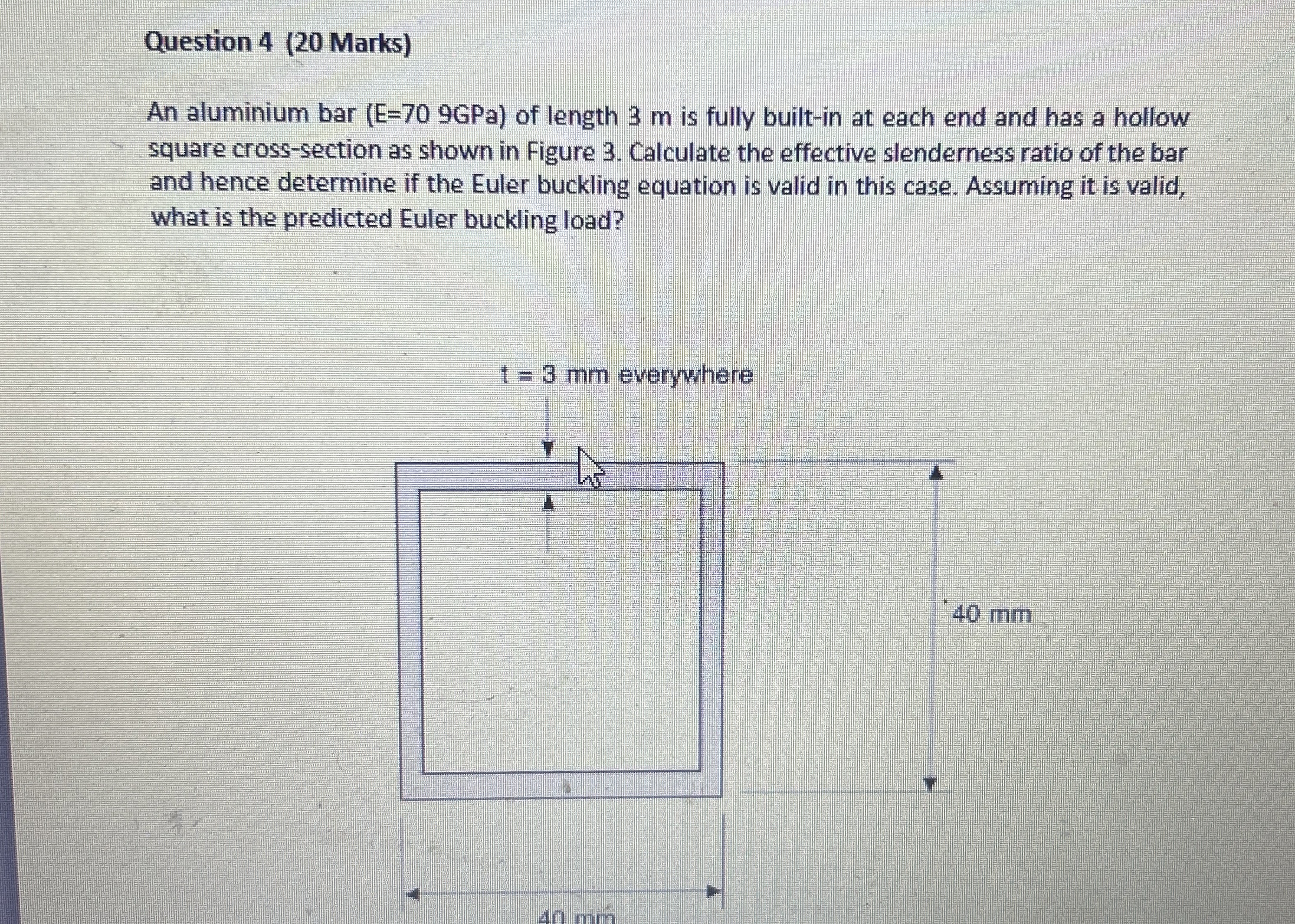 Solved Question 4 (20 ﻿Marks)An aluminium bar ( E=709GPa ) | Chegg.com