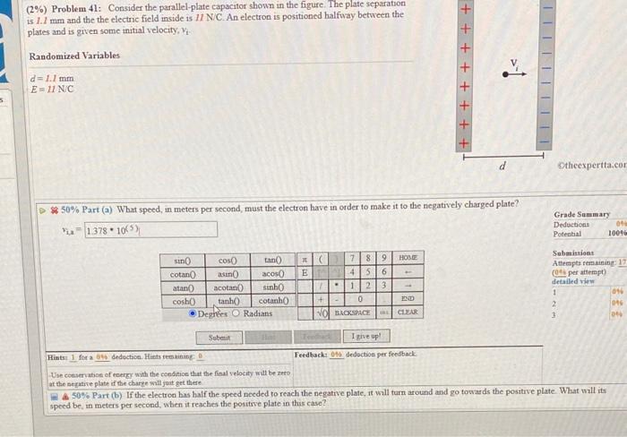Solved (2\%) Problem 41: Consider the parallel-plate | Chegg.com