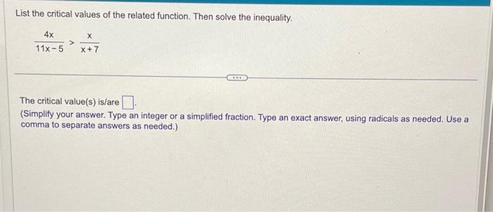 Solved List the critical values of the related function. | Chegg.com