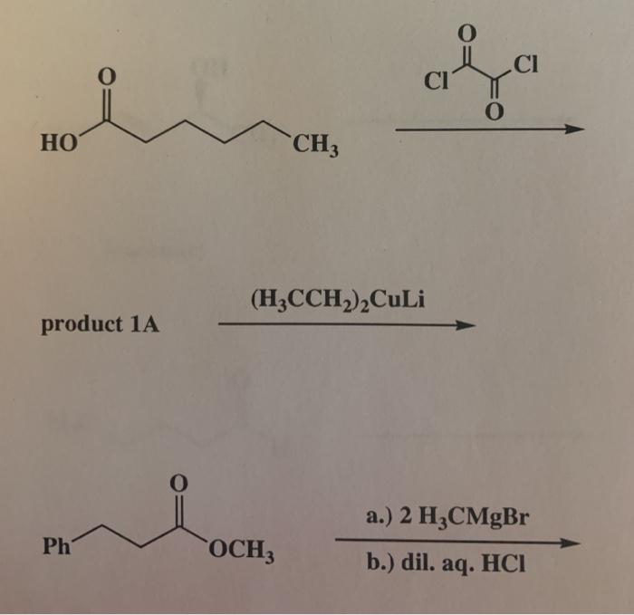 Solved CI O CI O HO CH3 (H3CCH2)2CuLi product 1A o Ph ОСН; | Chegg.com