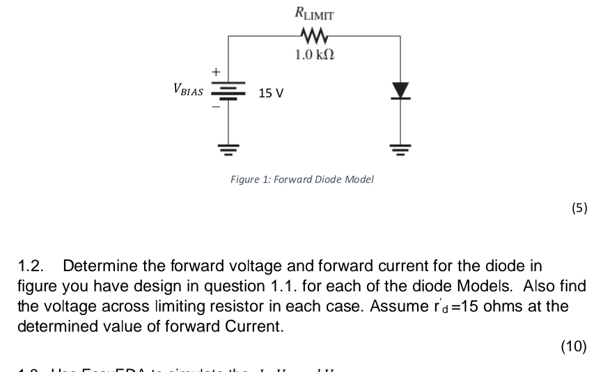 Solved (5)1.2. ﻿Determine the forward voltage and forward | Chegg.com