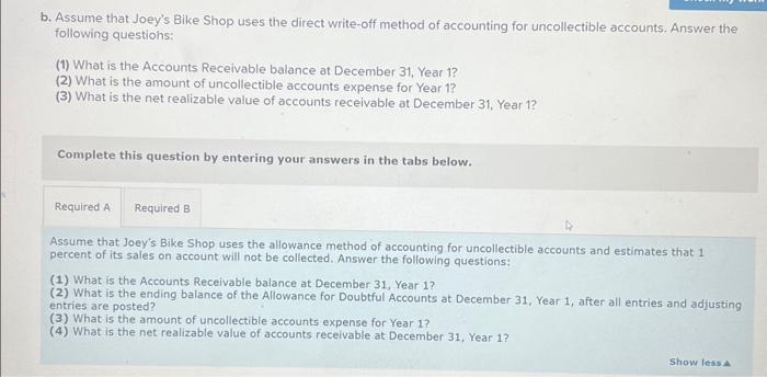Solved Assume that Joey's Bike Shop uses the allowance | Chegg.com