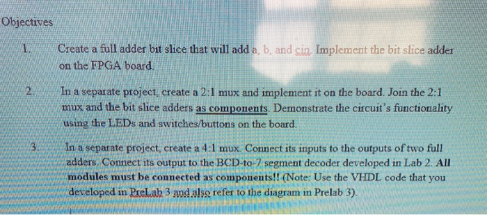 1. Create a full adder bit slice that will add a, b, | Chegg.com