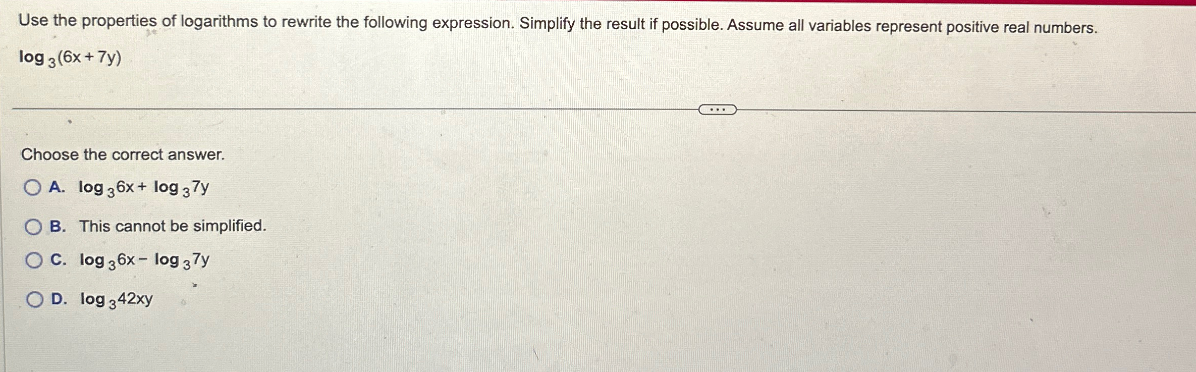 Solved Use the properties of logarithms to rewrite the | Chegg.com