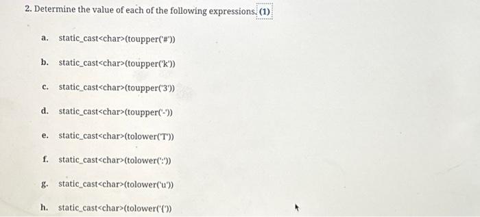 Solved 2. Determine the value of each of the following | Chegg.com