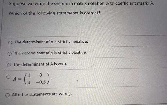 Solved The following graph depicts a system of two linear | Chegg.com