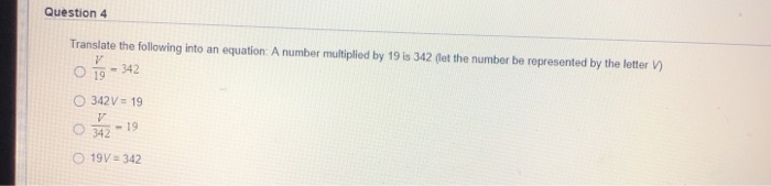 Solved Question 4 Translate the following into an equation: | Chegg.com