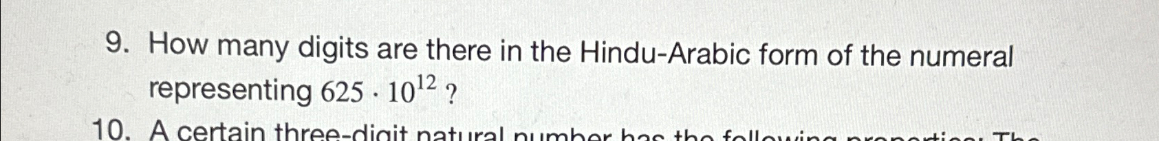 Solved How many digits are there in the Hindu-Arabic form of | Chegg.com