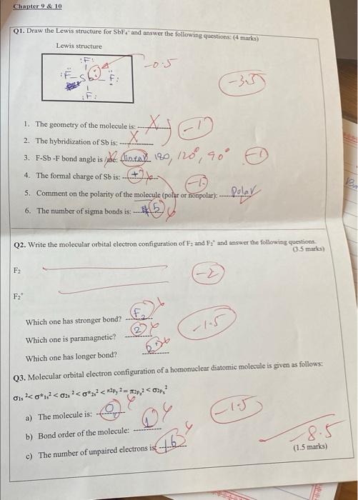 Solved Chapter 9 & 10 Q1. Draw the Lewis structure for SbF. | Chegg.com