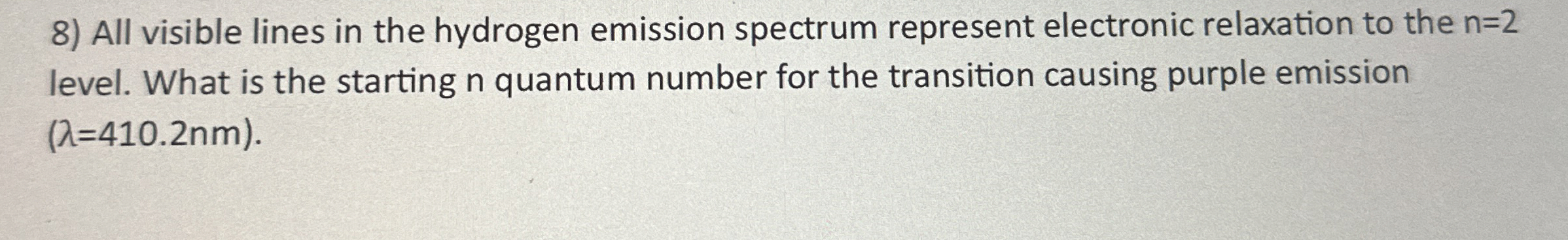 Solved All visible lines in the hydrogen emission spectrum | Chegg.com