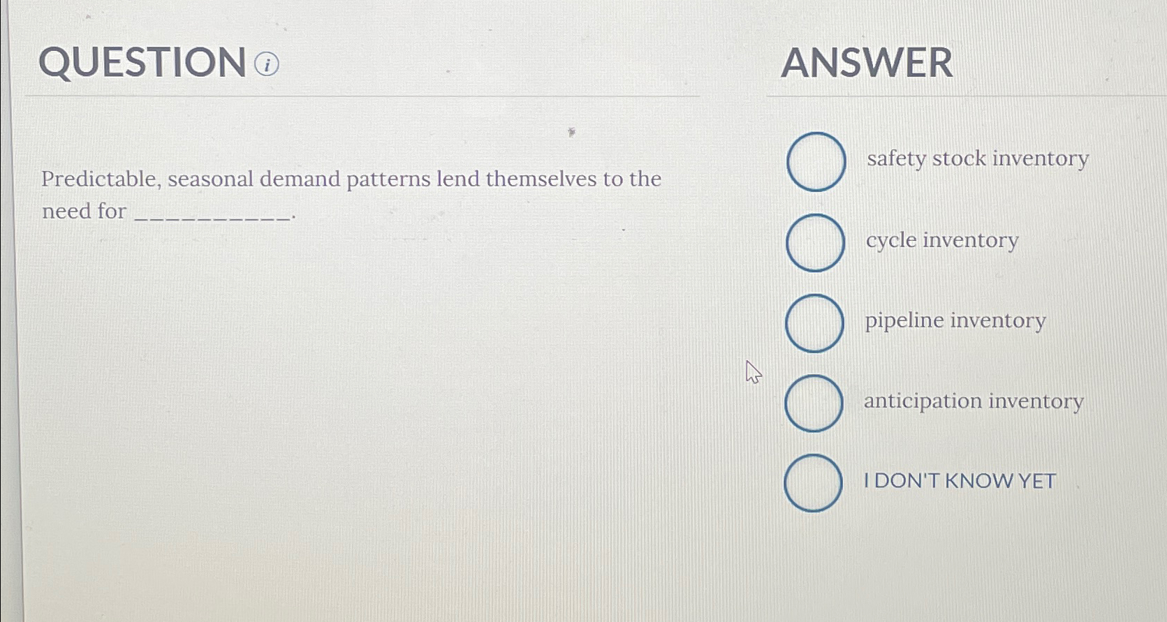 Solved QUESTION (i)ANSWERPredictable, seasonal demand | Chegg.com