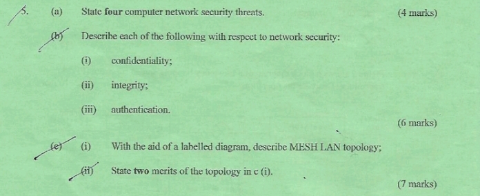 Solved (a) ﻿State four computer network security threats.(4 | Chegg.com