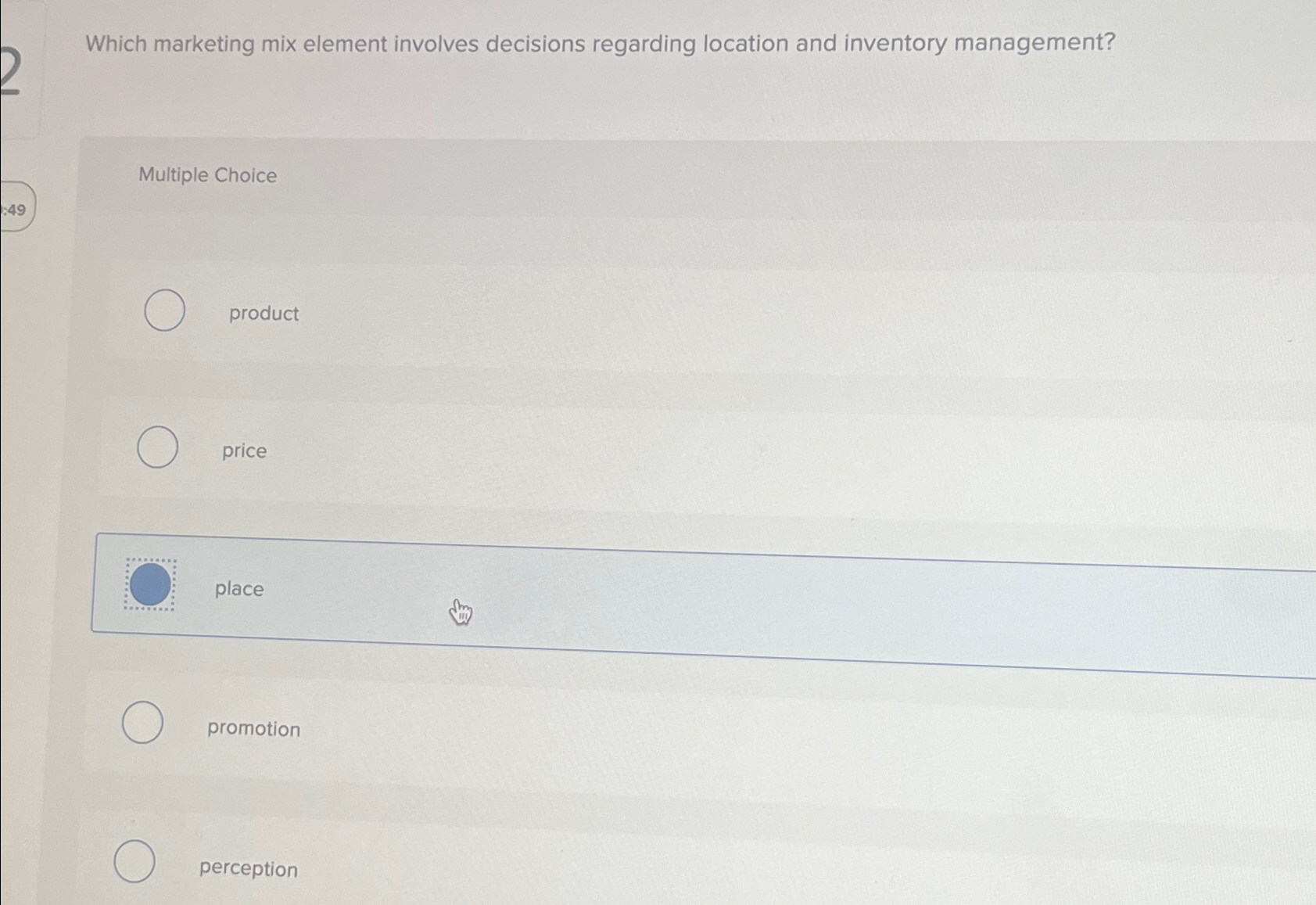 Solved Which marketing mix element involves decisions | Chegg.com