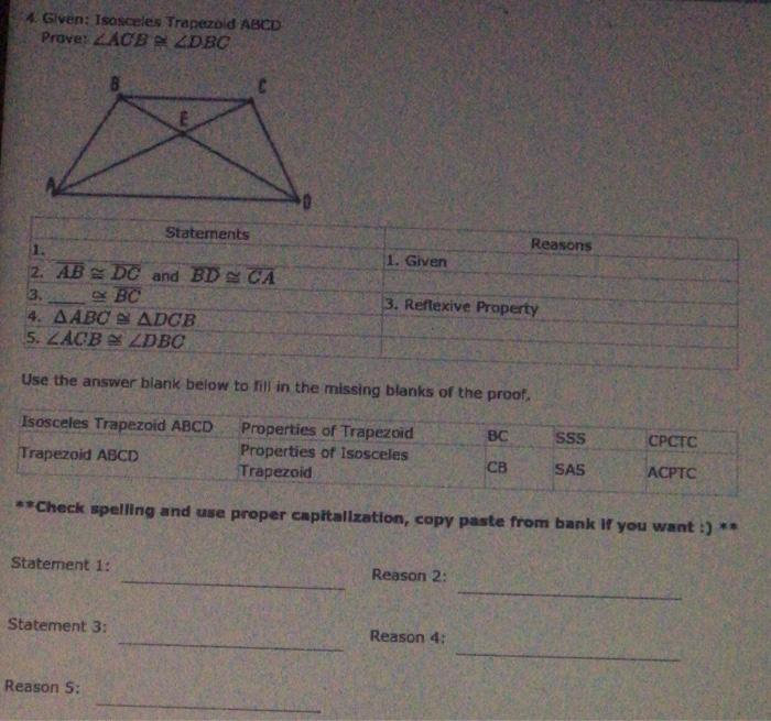 Solved Glven: Isosceles Trapezoid ABCD Prove: LACB e ZDBC | Chegg.com