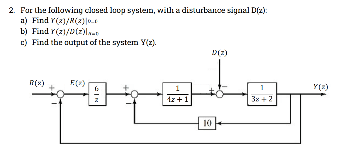 Solved For the following closed loop system, with a | Chegg.com