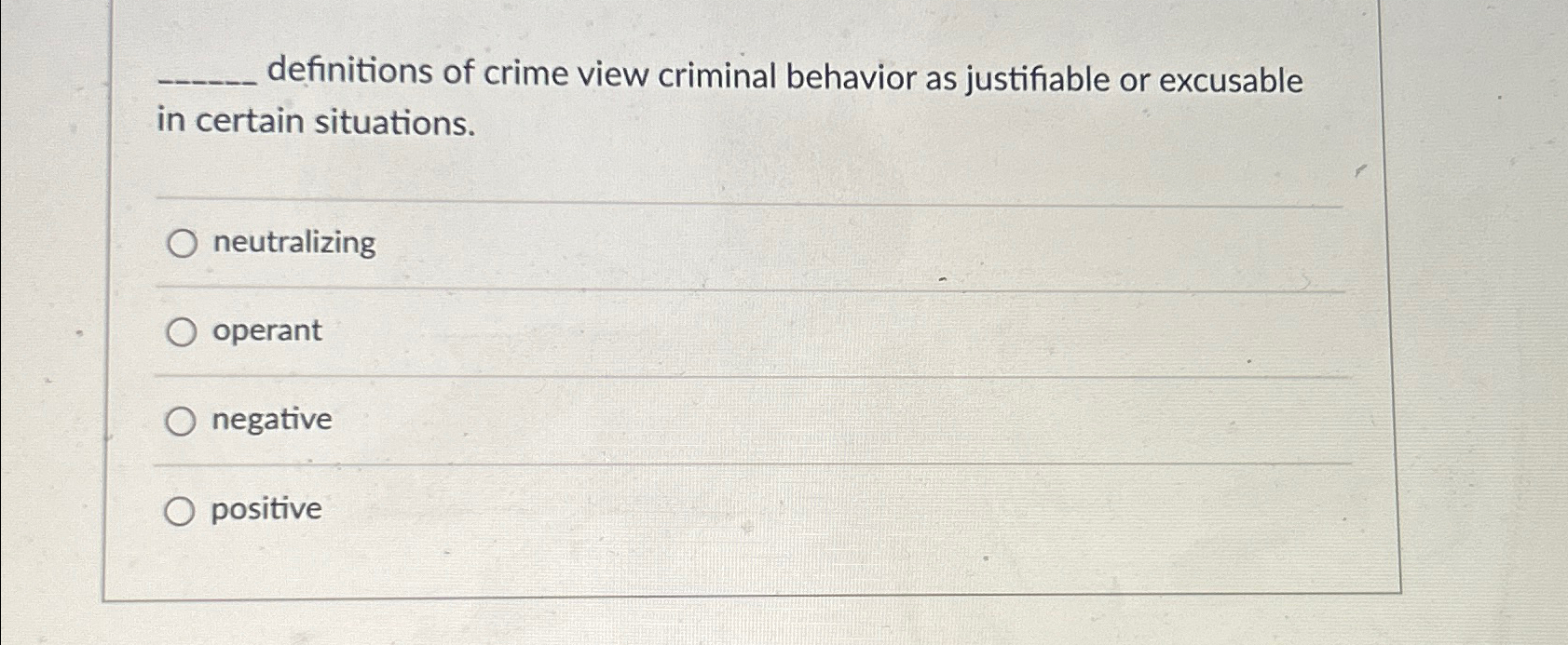 Solved definitions of crime view criminal behavior as | Chegg.com