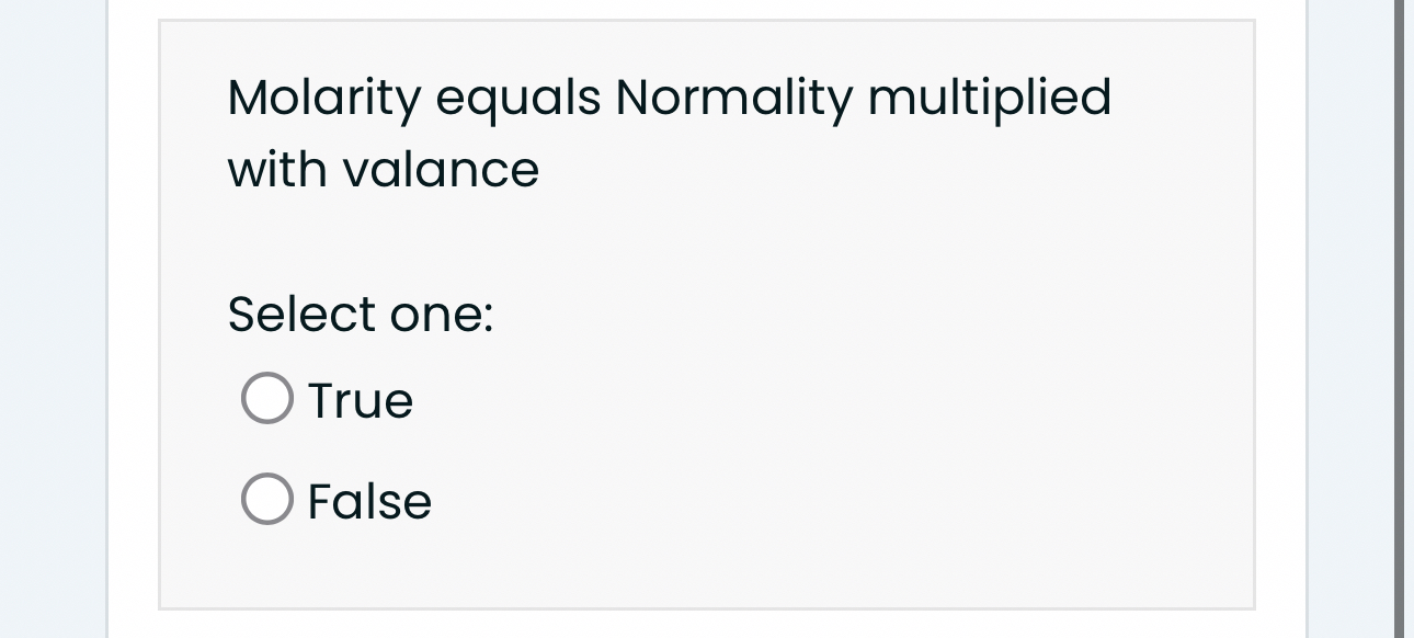Solved Molarity equals Normality multipliedwith | Chegg.com