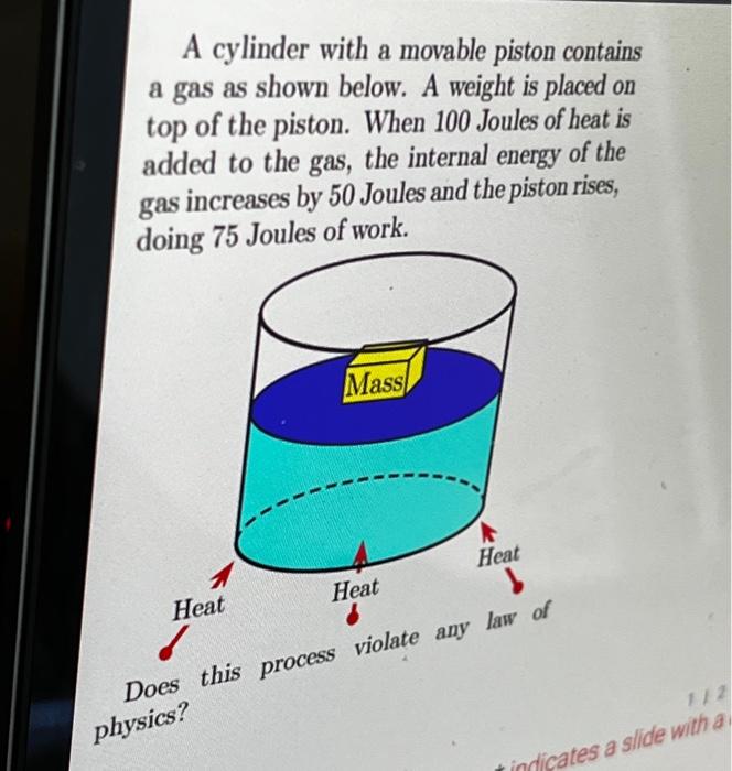 Solved A cylinder with a movable piston contains a gas as | Chegg.com