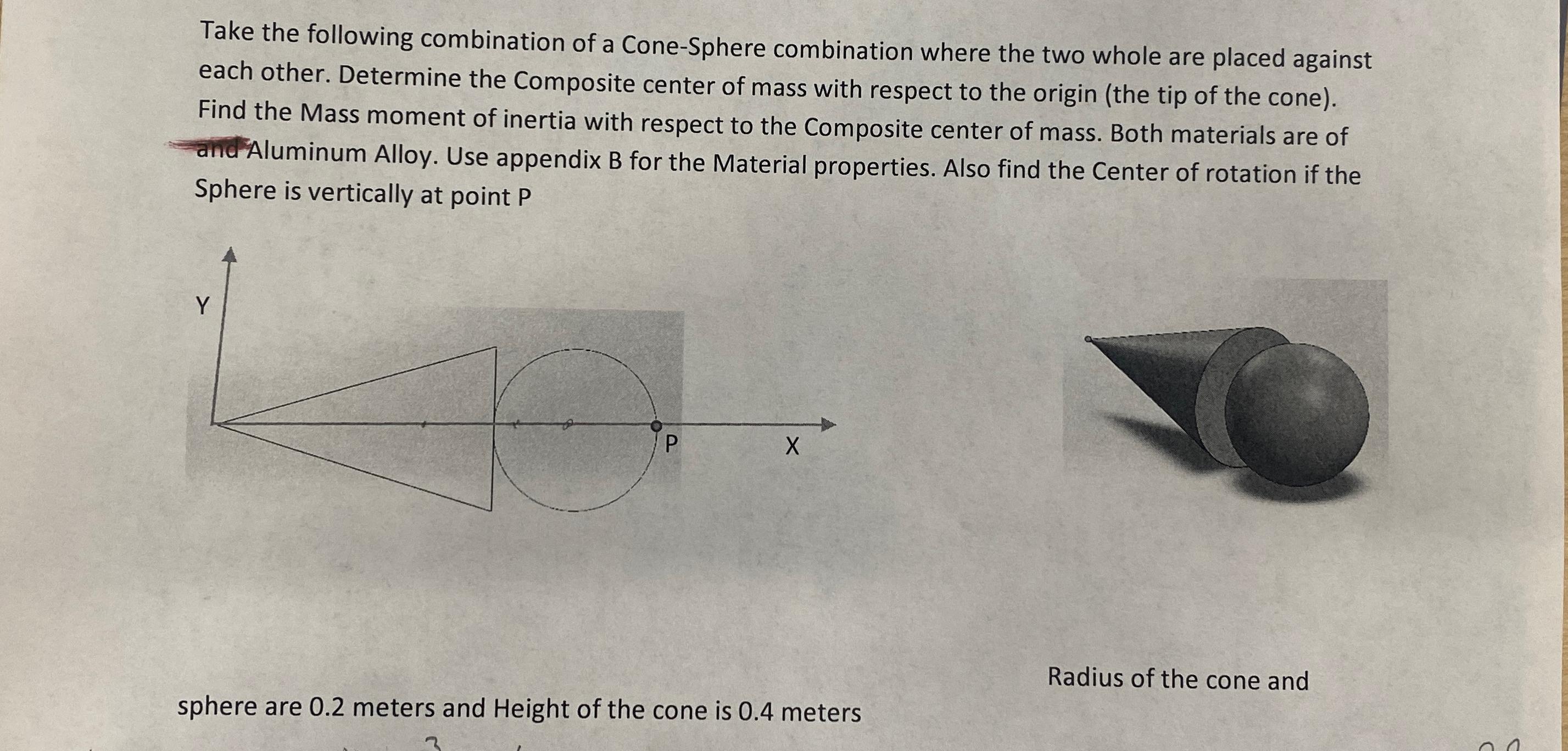 Solved Take the following combination of a Cone-Sphere | Chegg.com