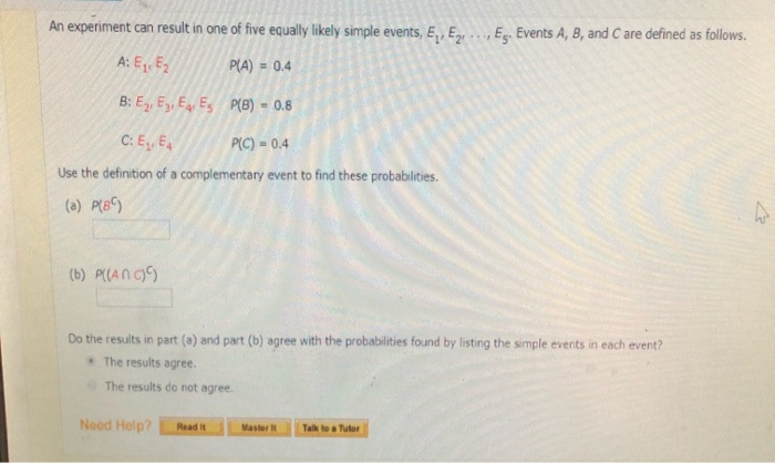 Solved An experiment can result in one of five equally | Chegg.com