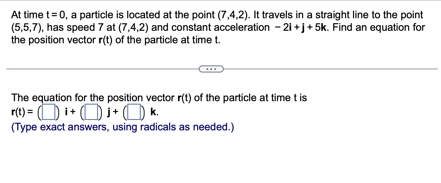 Solved At time tequals= 0, ﻿a particle is located at the | Chegg.com