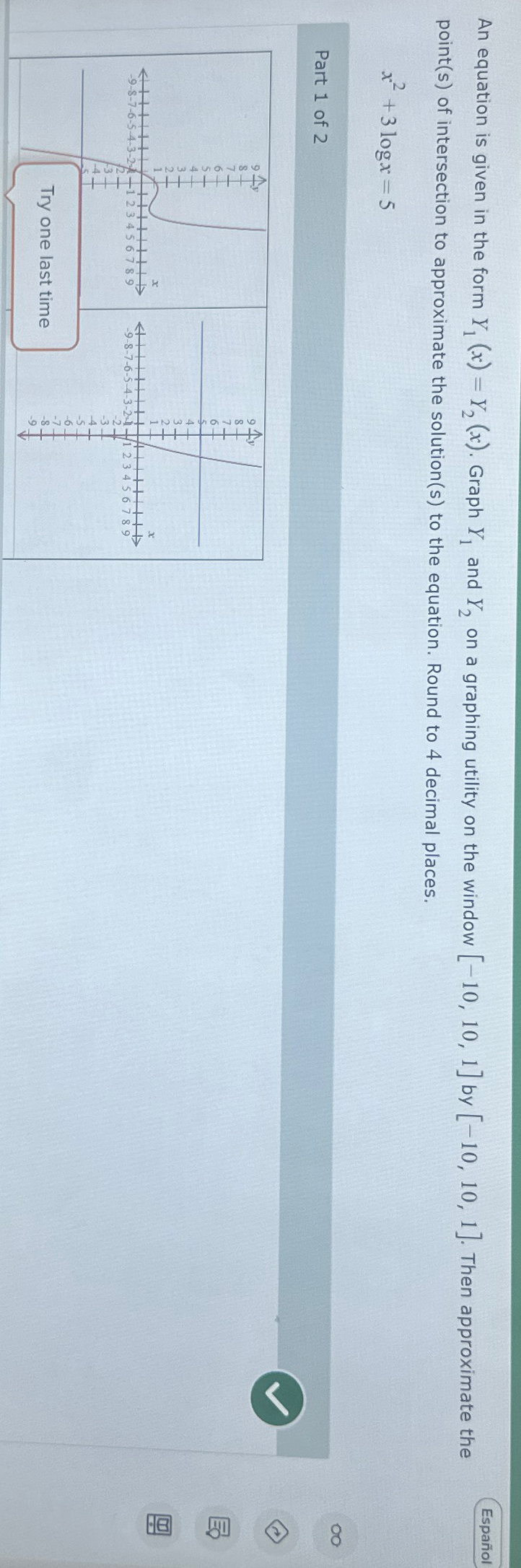 Solved An equation is given in the form Y1(x)=Y2(x). ﻿Graph | Chegg.com