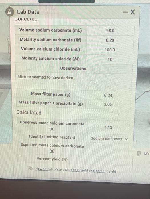 Solved A Lab Data - X Conected Volume sodium carbonate (mL) | Chegg.com