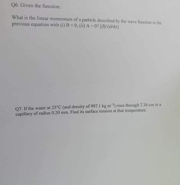 Solved Q6. Given the function: What is the linear momentum | Chegg.com Solved Q6. Given the function: What is the linear momentum | Chegg.com