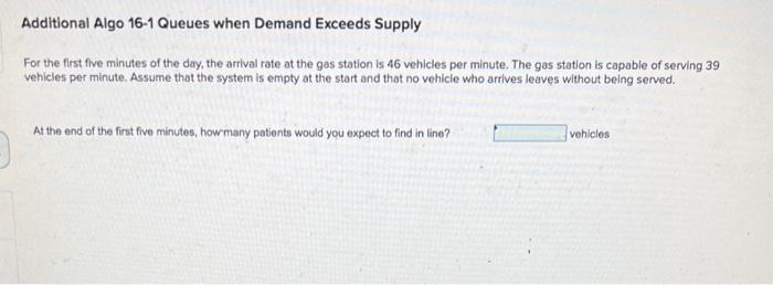 Solved Additional Algo 16-1 Queues when Demand Exceeds | Chegg.com