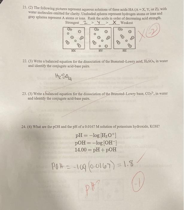 Solved 21. (2) The following pictures represent aqueous | Chegg.com