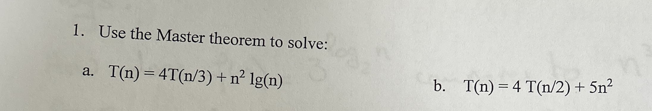 Solved Use the Master theorem to | Chegg.com