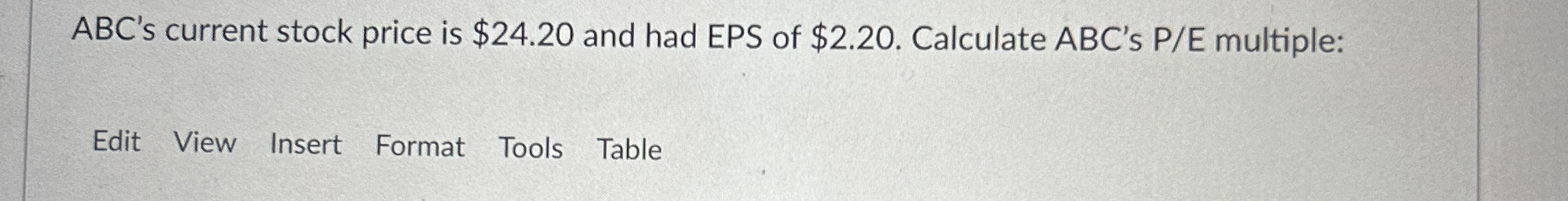 Solved ABC 's current stock price is $24.20 ﻿and had EPS of | Chegg.com