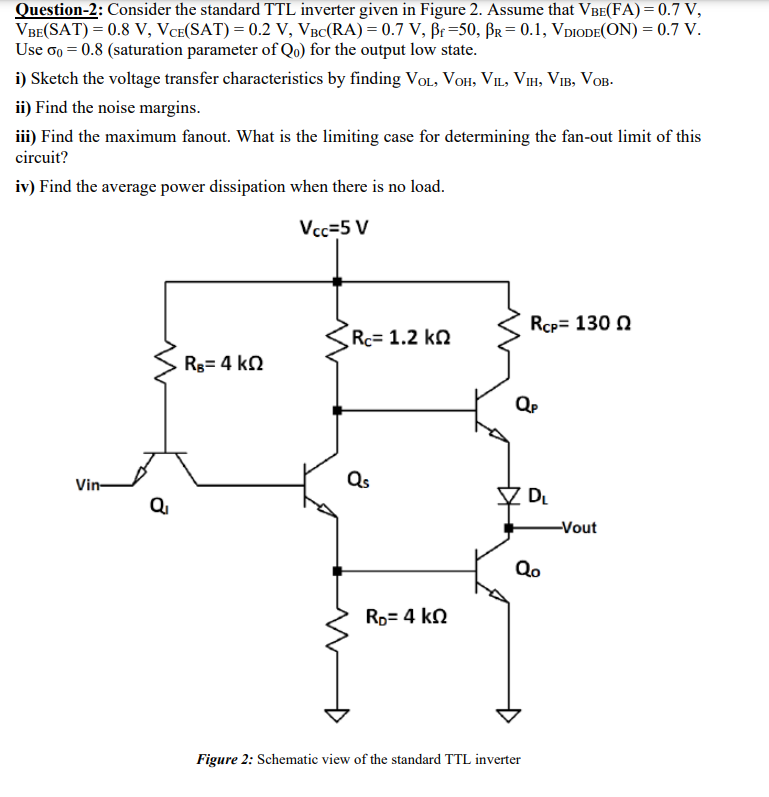 Question-2: Consider the standard TTL inverter given | Chegg.com