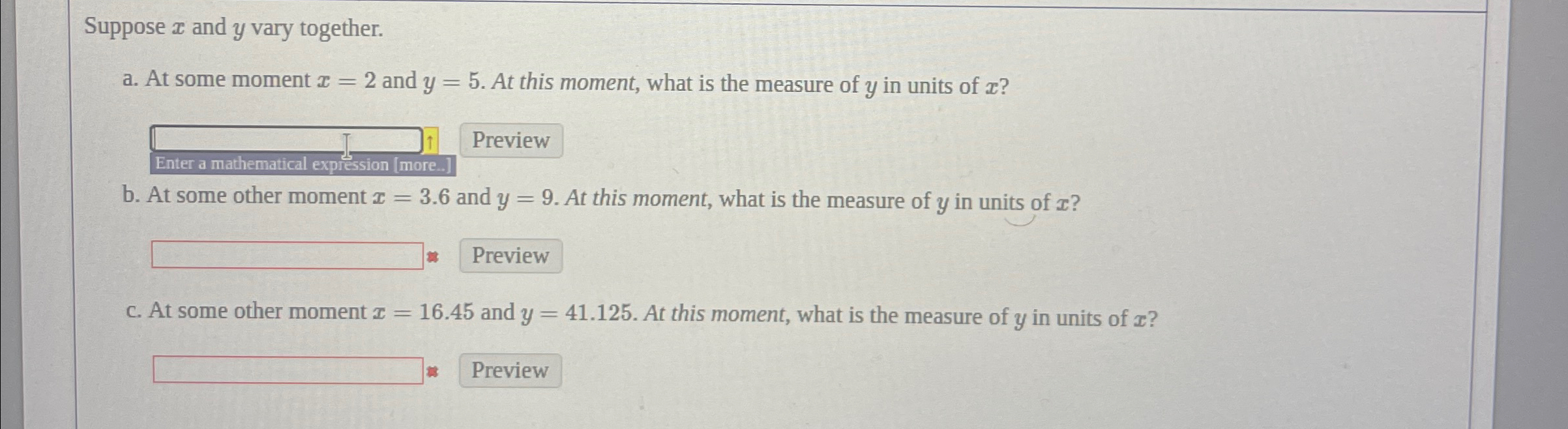 Solved Suppose x ﻿and y ﻿vary together.a. ﻿At some moment | Chegg.com