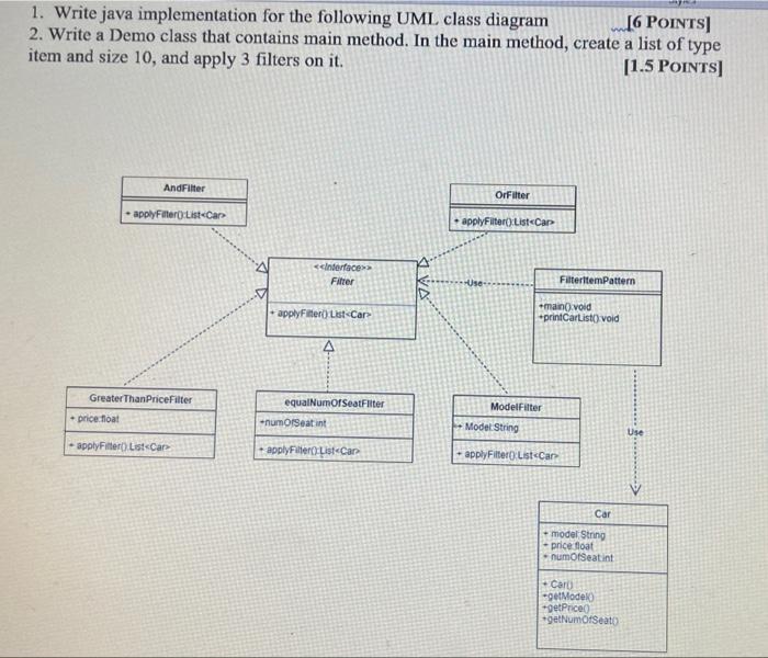 Solved 1. Write java implementation for the following UML | Chegg.com