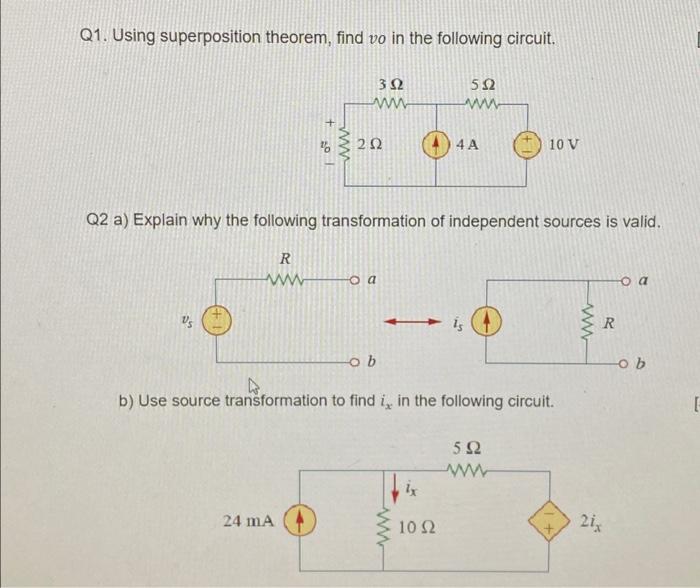 Solved Q1 Using Superposition Theorem Find Vo In The