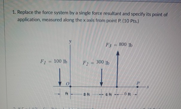 Solved 1. Replace the force system by a single force | Chegg.com