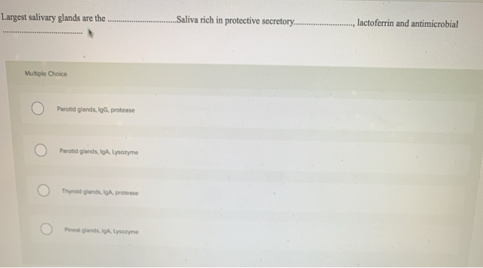 Solved Largest salivary glands are the ...... ..... | Chegg.com