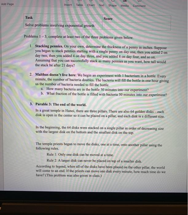 Solved Add Page Insert Table Chart Text Shape Media Comment | Chegg.com