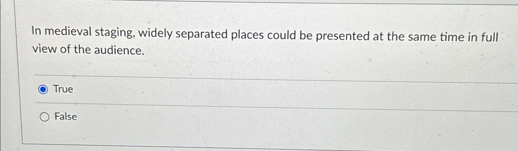 Solved In medieval staging, widely separated places could be | Chegg.com