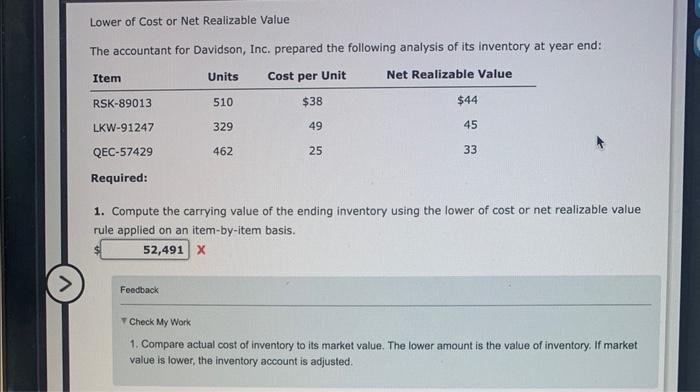 Solved Lower of Cost or Net Realizable Value The accountant | Chegg.com