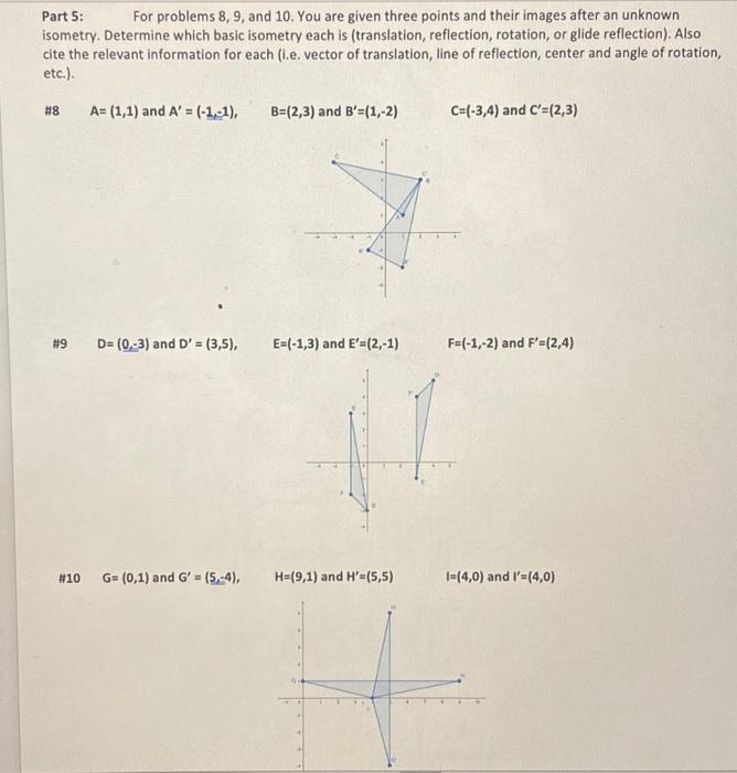 Part 5: For problems 8, 9, and 10. You are given | Chegg.com