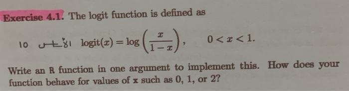 Solved Exercise 4.1. The logit function is defined as 10ti | Chegg.com