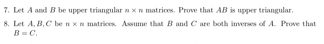 Solved Let A and B ﻿be upper triangular n×n ﻿matrices. Prove | Chegg.com