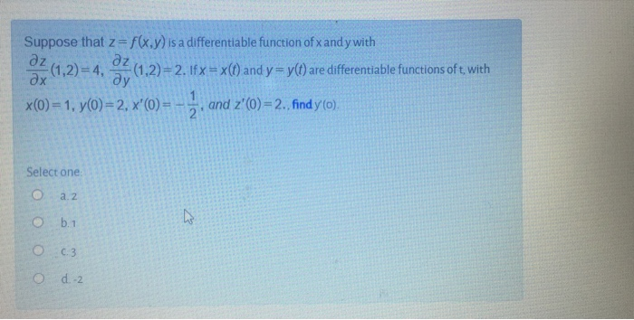 Solved Suppose that z=f(x,y) is a differentiable function of | Chegg.com