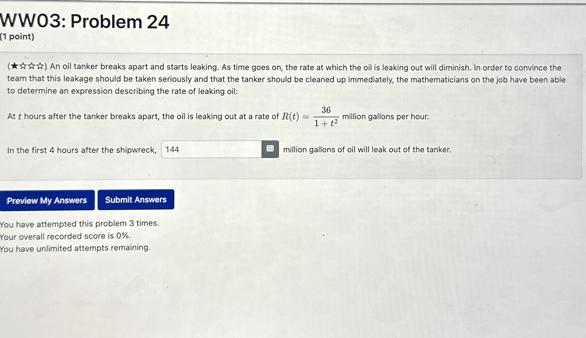 Solved WW03: Problem 24(1 ﻿point) ﻿team that this leakage | Chegg.com