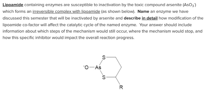 Solved Lipoamide containing enzymes are susceptible to | Chegg.com